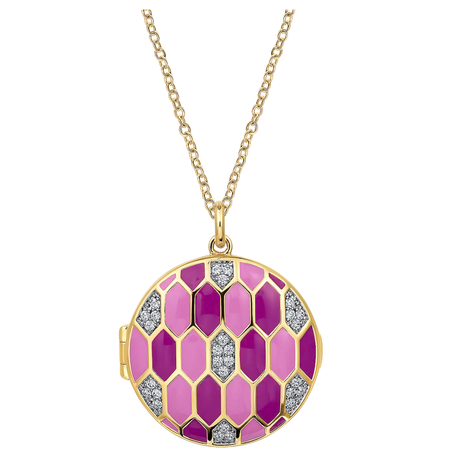 Gold Locket - Colorful Enamel Necklace - Pav & Broome Fine Jewelry